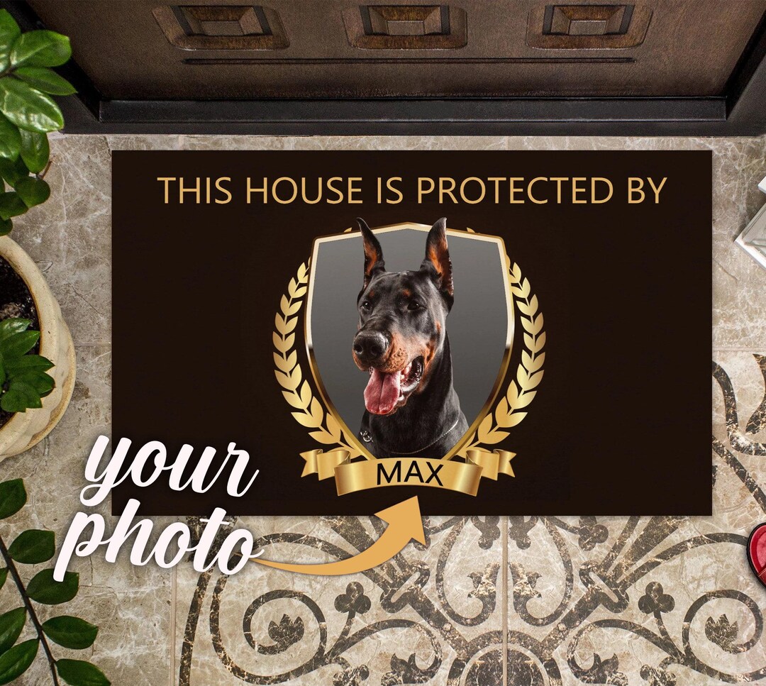 Custom Doberman Doormat, Dog Photo & Name on Door Mat, Personalized ...