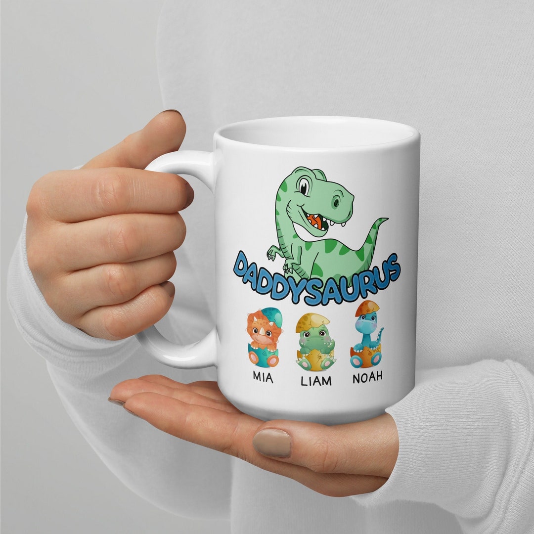 Daddysaurus Mug, Custom Dadasaurus Coffee Mug, Personalized Dinosaur ...