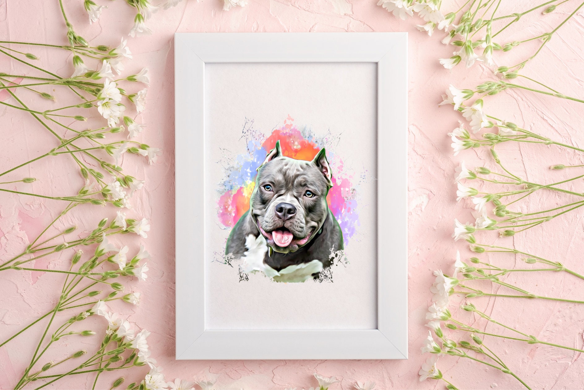 Custom American Bully Dog Portrait From Photo Personalized - Etsy