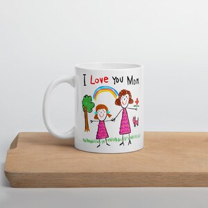 Personalized Kid's Drawing for Mom Printed on Mug, Custom Gift Custom ...