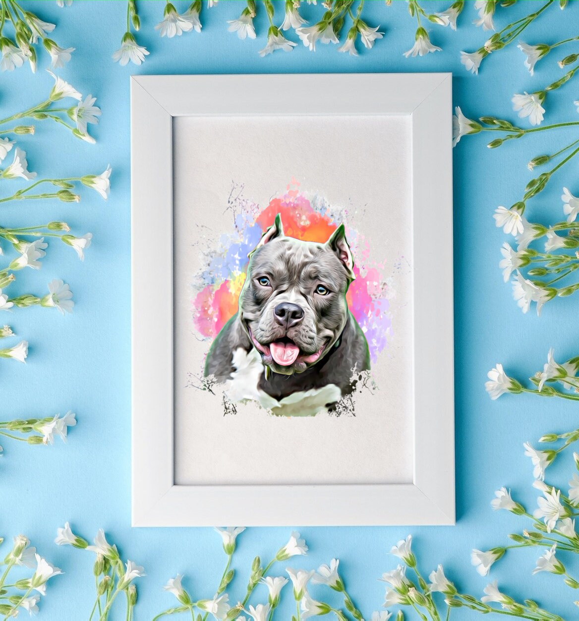 Custom American Bully Dog Portrait From Photo Personalized | Etsy