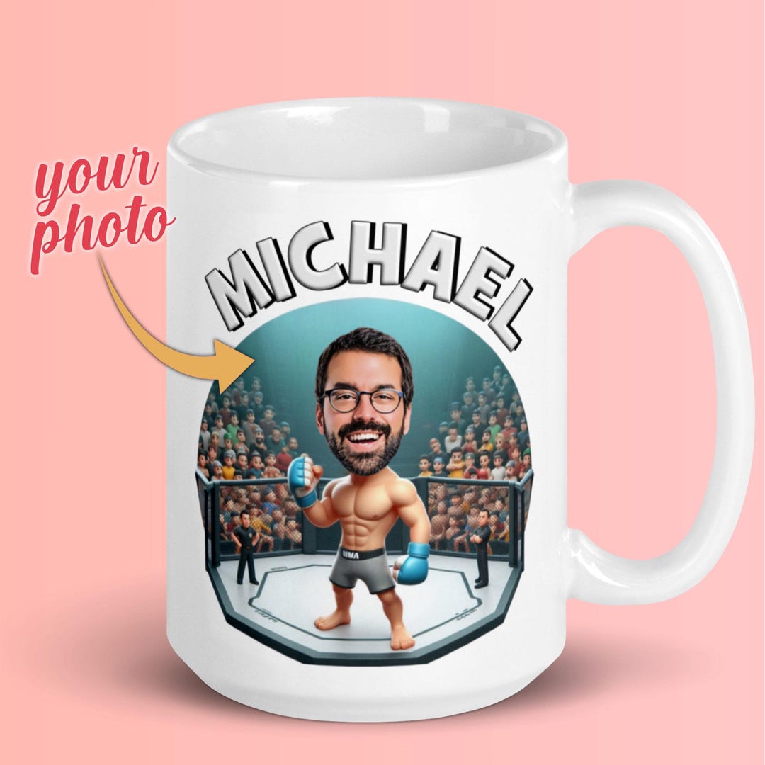 Personalized MMA Caricature Mug, Custom MMA Fighter Mug, Funny Mixed ...