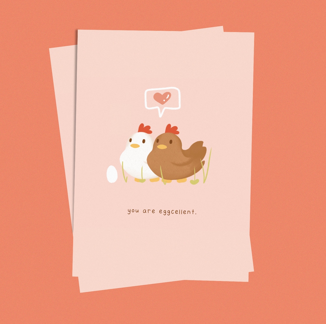 You Are Eggcellent Postcard Pun Print - Etsy