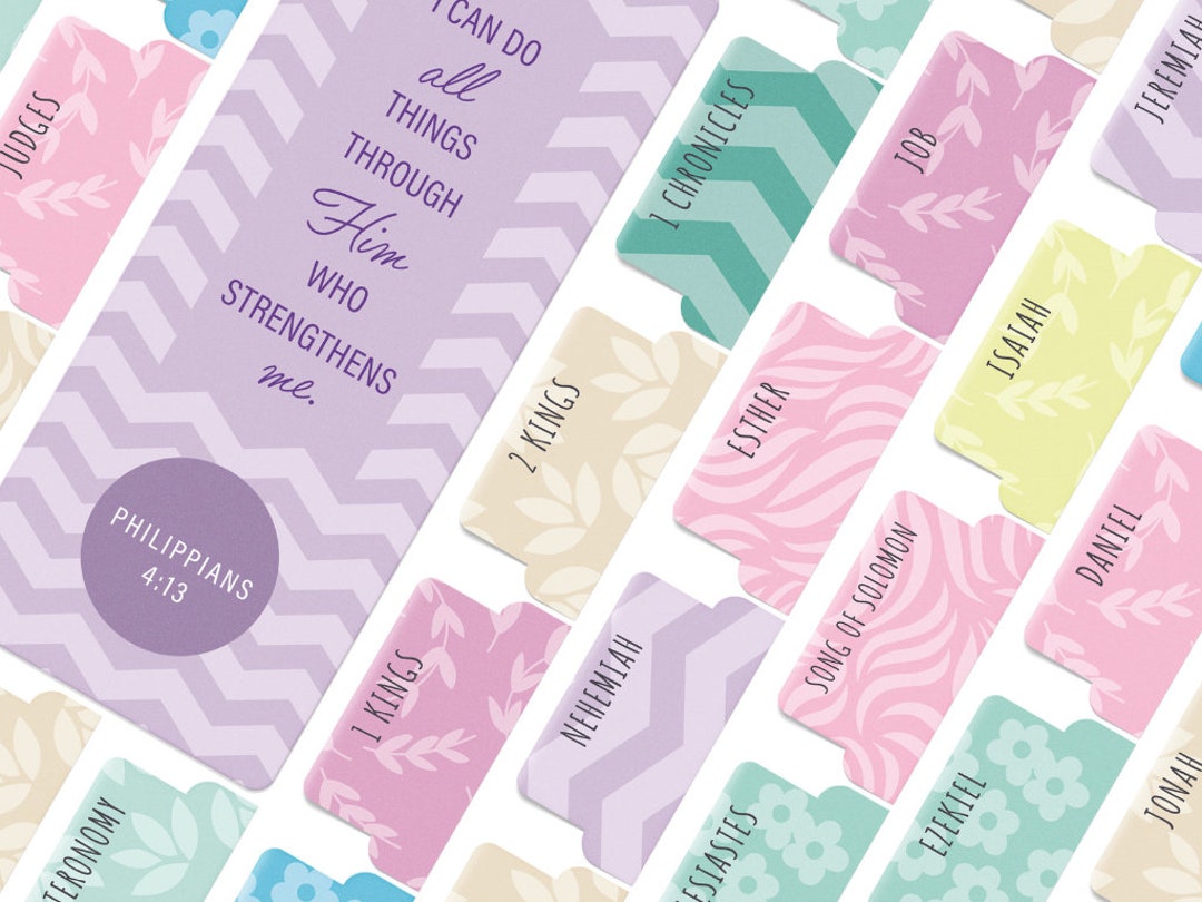 OFFILICIOUS Kawaii Bible Book Tabs – 100 Soft-touch, Laminated Bible ...