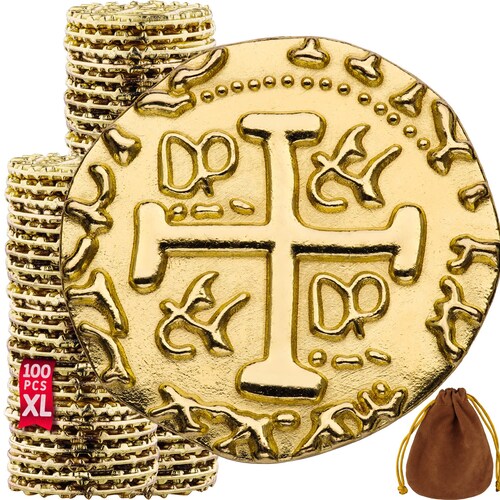Metal Pirate Coins 35 Gold Treasure Coin Set Spanish - Etsy