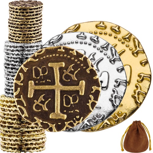 Metal Pirate Coins 35 Gold Treasure Coin Set Spanish - Etsy Canada