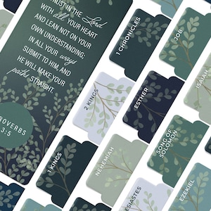 OFFILICIOUS Bible Book Tabs – 100 Soft-touch, Laminated Dark Green ...