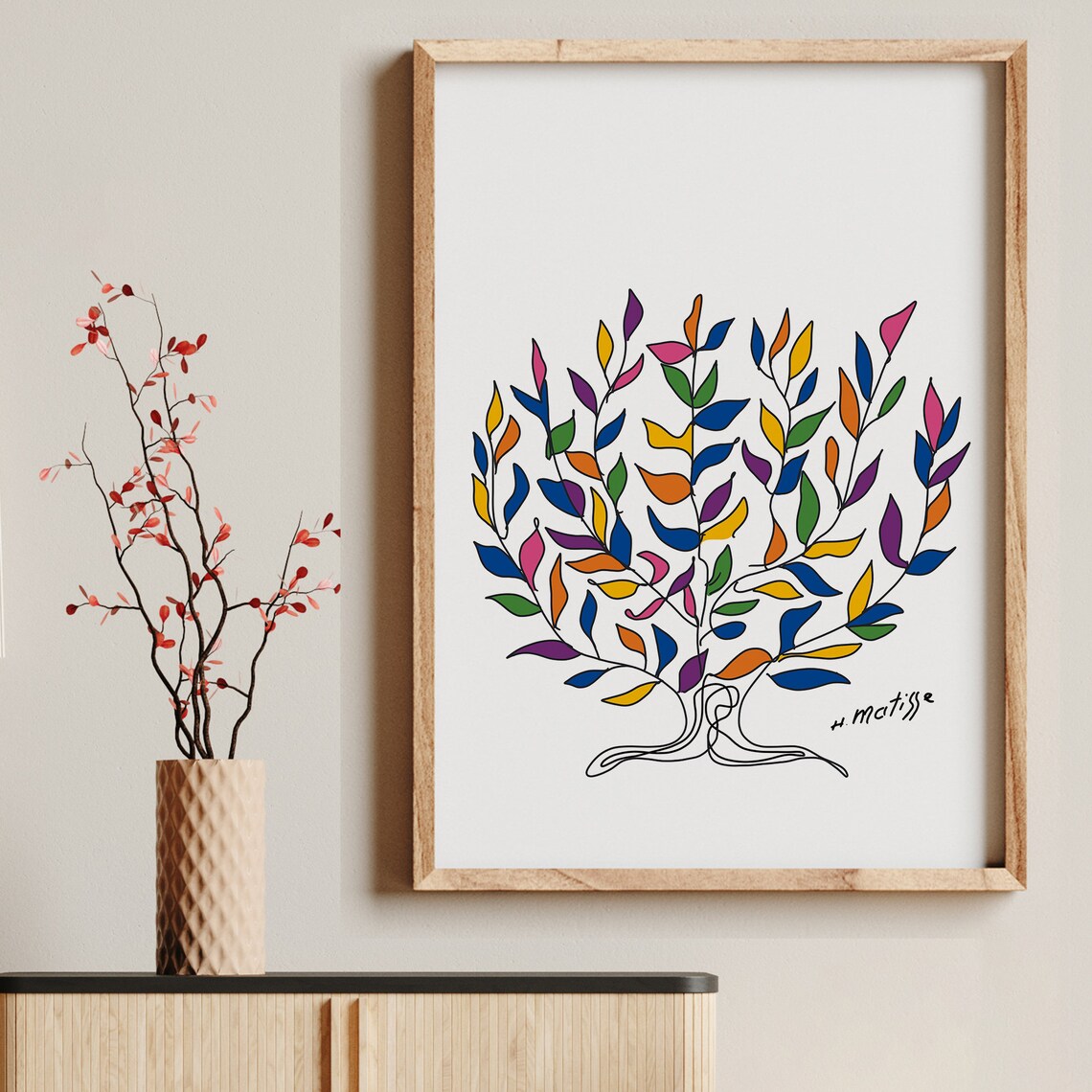 Matisse Tree Line Art Colorful Matisse Tree Poster Henri | Etsy