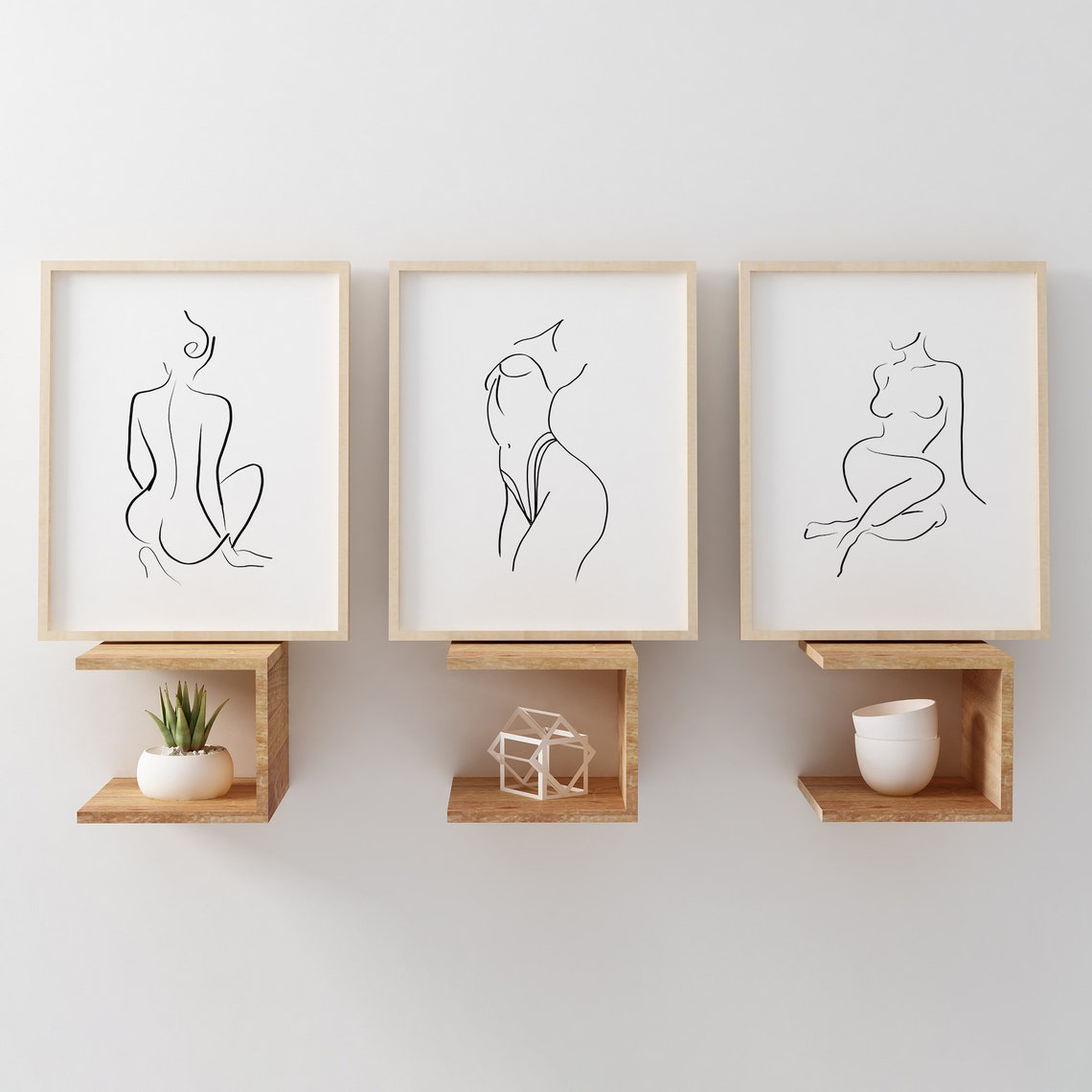 Woman Line Art Print Female Figure Line Art Set Naked Woman | Etsy
