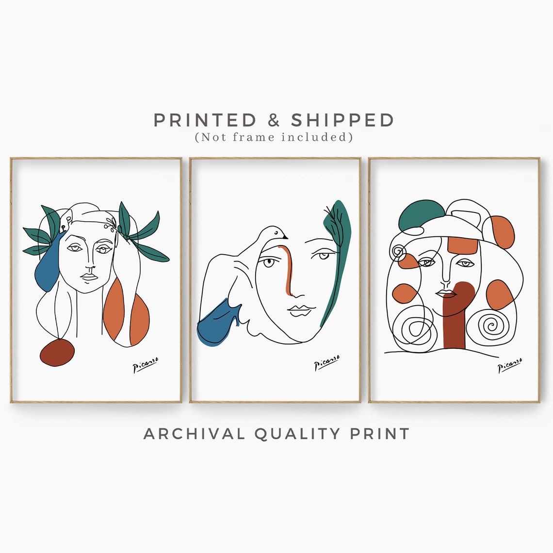 Picasso Art Deco Poster Set Neutral Color Picasso Woman - Etsy