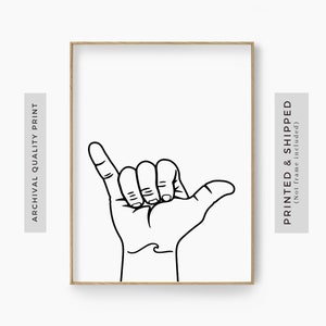 Shaka Hand Line Drawing Shaka Sign Art Print Hand Line Art | Etsy