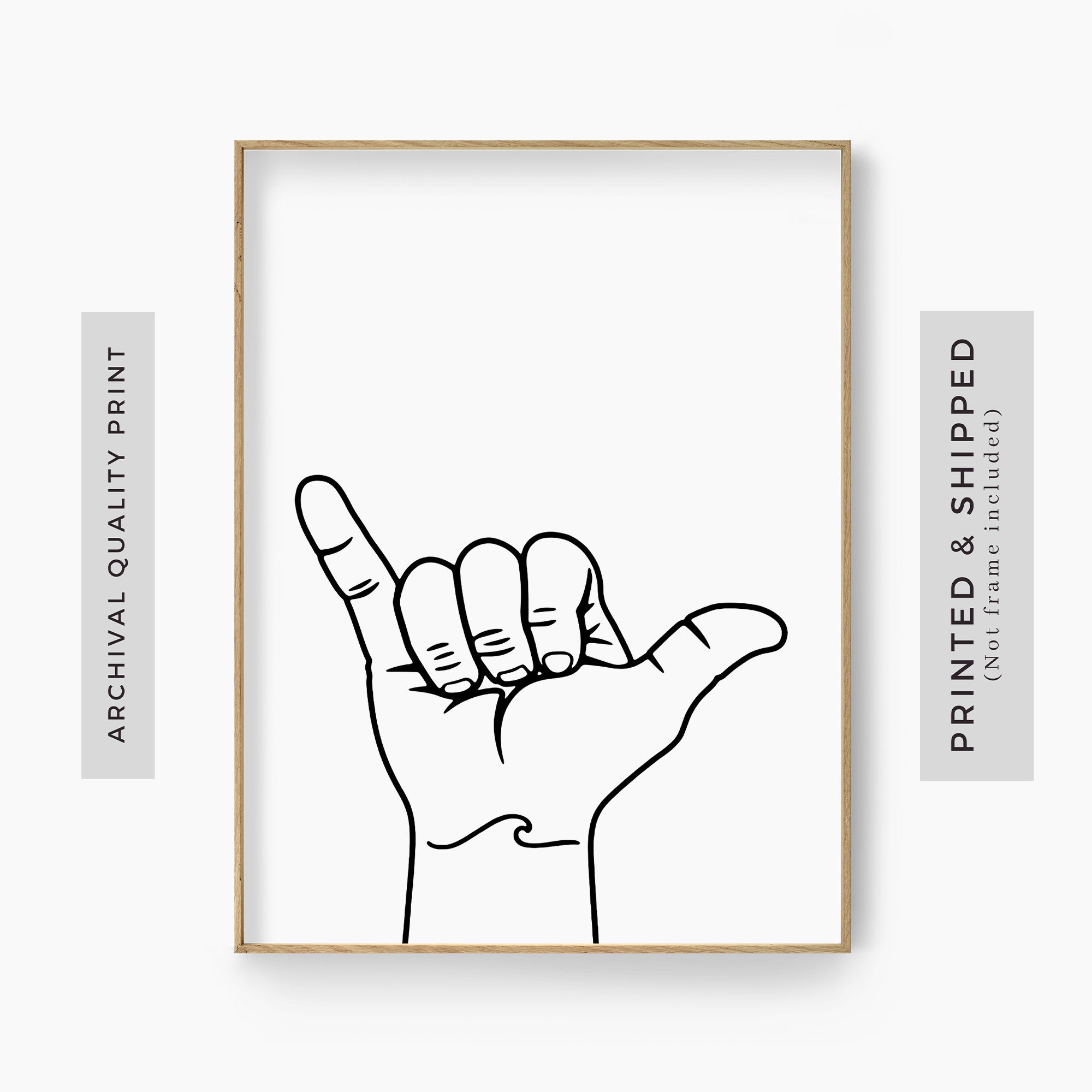 Shaka Hand Line Drawing Shaka Sign Art Print Hand Line Art | Etsy