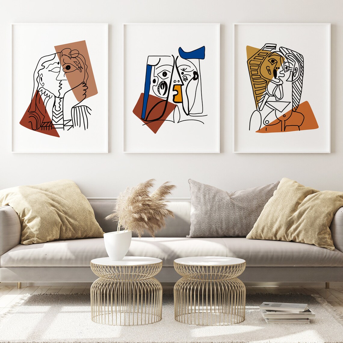 Set of 3 Picasso Sketch Wall Art Picasso Womans Print Set - Etsy