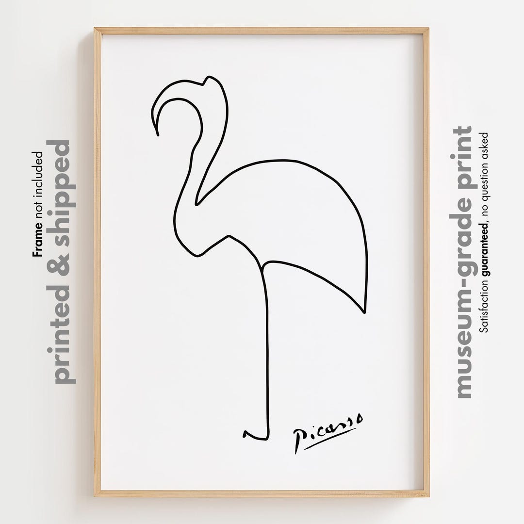 Picasso Flamingo Art Print: Minimalist Line Drawing, Museum Quality - Etsy