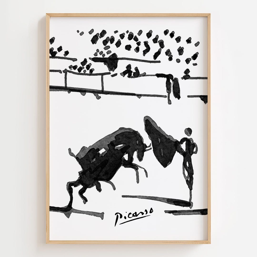 Pablo Picasso Bull Fight Print, Picasso Ink Drawing, Vintage Picasso ...