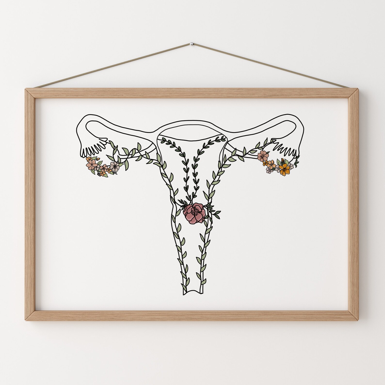 Uterus Art Poster Uterus Line Art Print Flower Uterus - Etsy