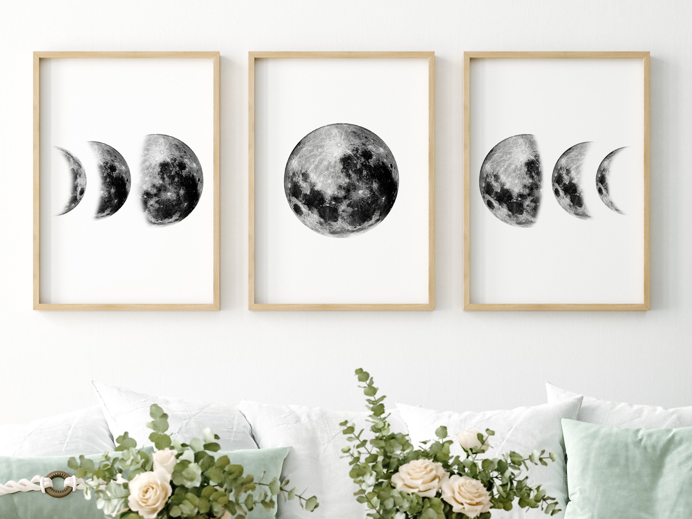 Moon Phases Print Set Celestial Moon Art Modern Boho Poster - Etsy