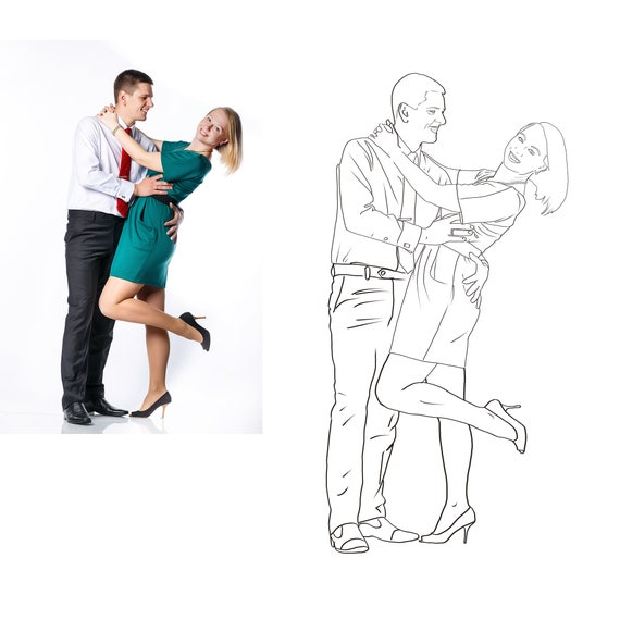 Custom Couple Line Drawing Personalised Couple Line Portrait | Etsy