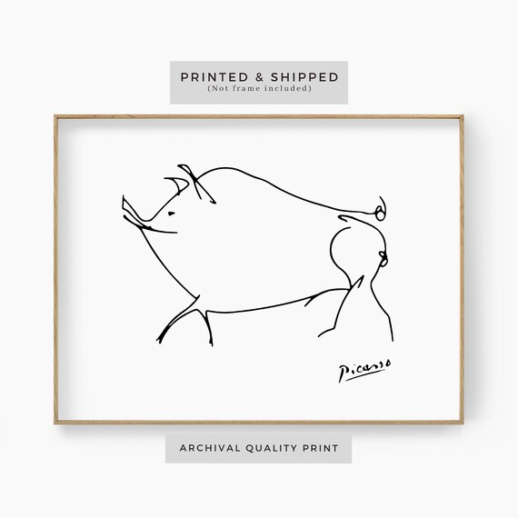 Picasso Pig Line Art Print Pig Line Drawing Picasso Animal | Etsy