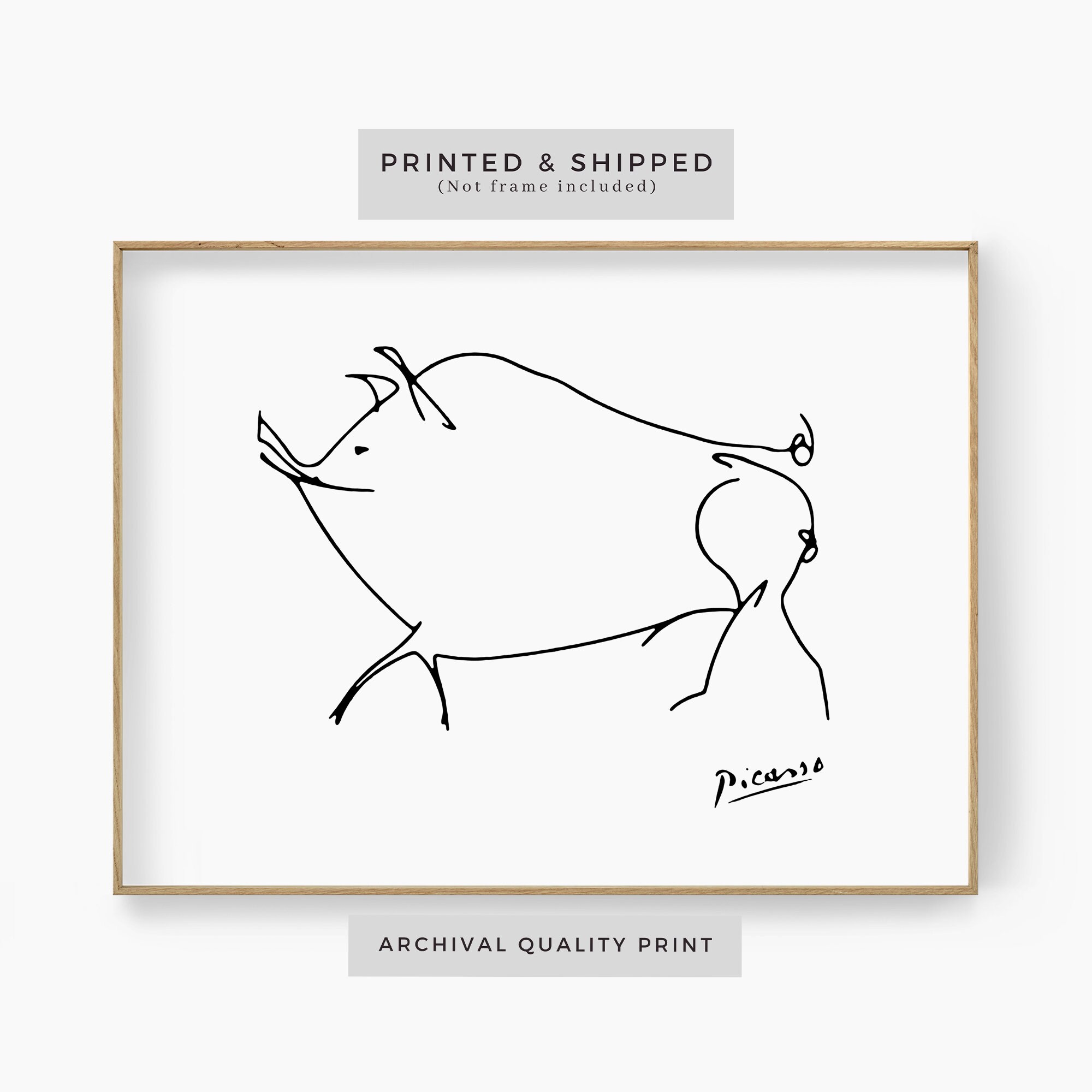 Picasso Pig Line Art Print Pig Line Drawing Picasso Animal - Etsy