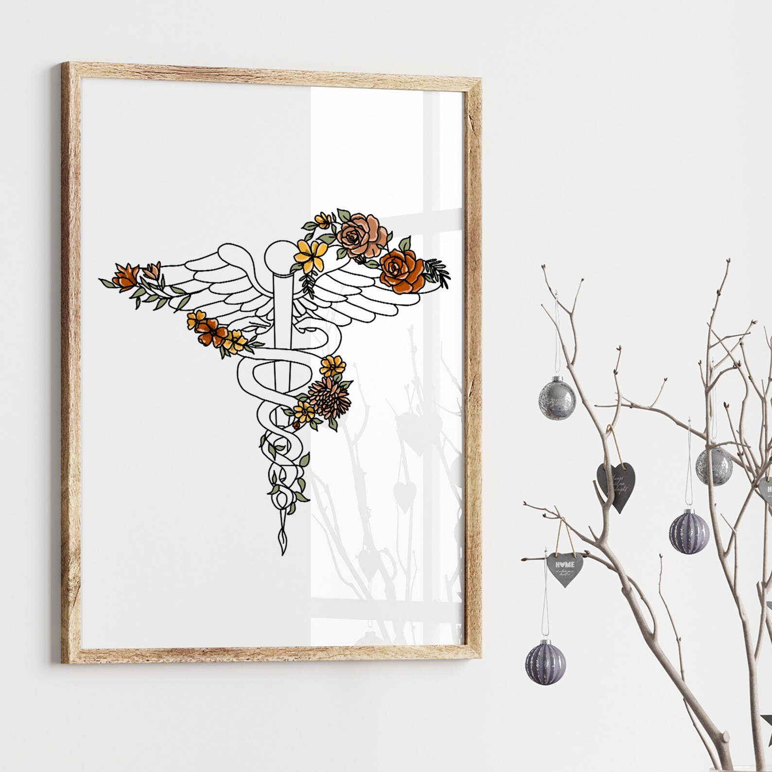 Floral Caduceus Poster Medical School Gift Doctor Graduation - Etsy