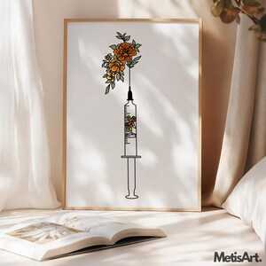 Floral Syringe Art Print: Unique Medical Decor - Etsy
