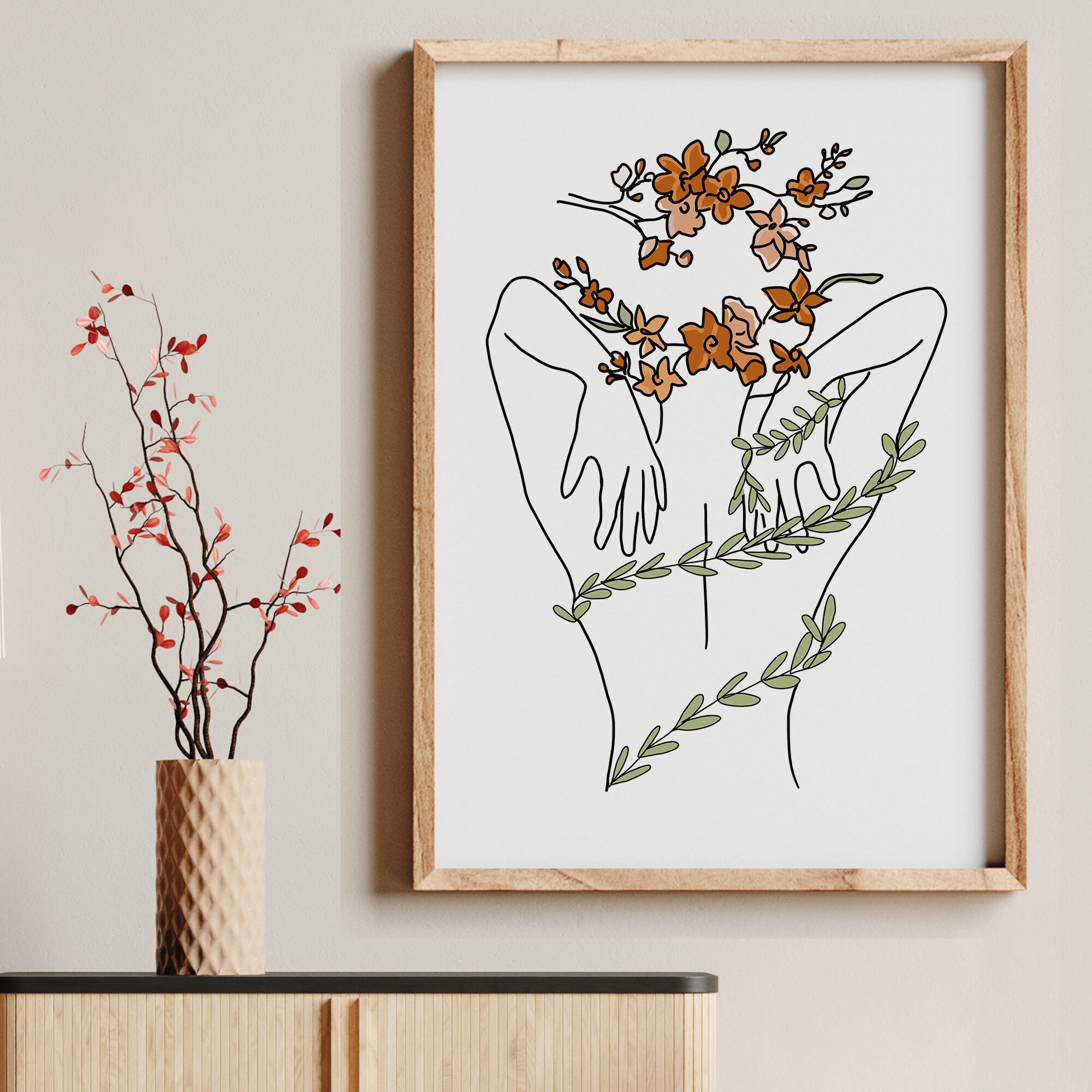 Abstract Female Body Line Drawing Female Back Wall Art Woman | Etsy