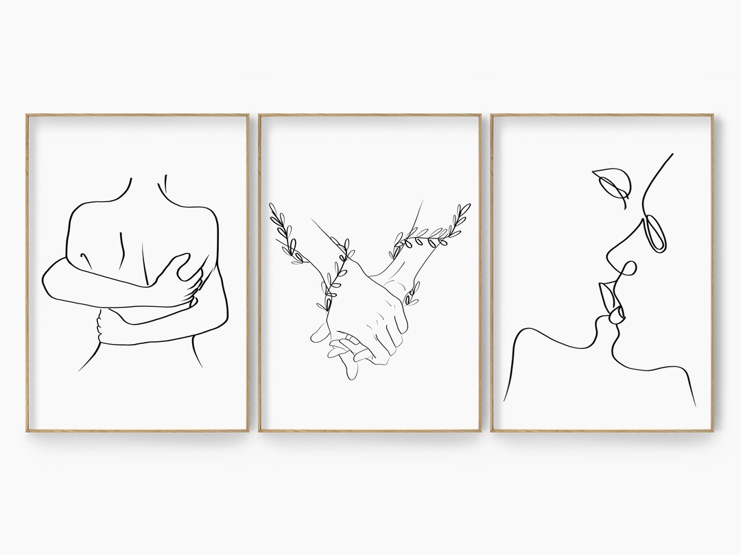 Couple Love Line Art Print Set Romantic Gallery Wall Art - Etsy