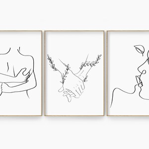 Couple Love Line Art Print Set Romantic Gallery Wall Art - Etsy