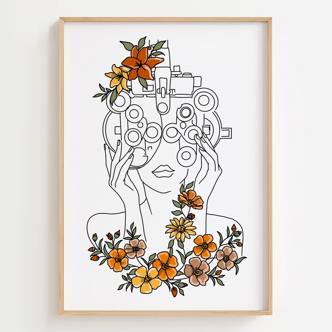 Floral Phoropter Print: Eye Exam Wall Art, Optometrist Gift - Etsy