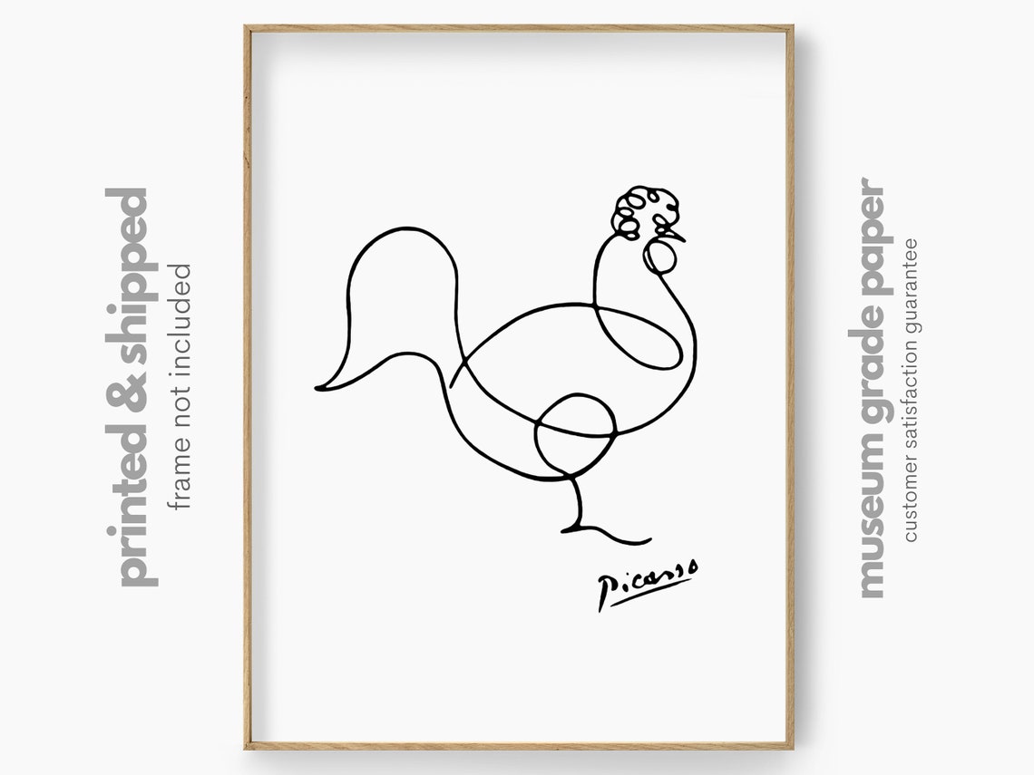Pablo Picasso Rooster Line Art Print Picasso Chicken Line - Etsy