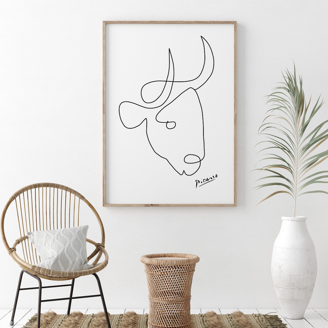 Picasso Bull Head Drawing Abstract Picasso Bull Print | Etsy