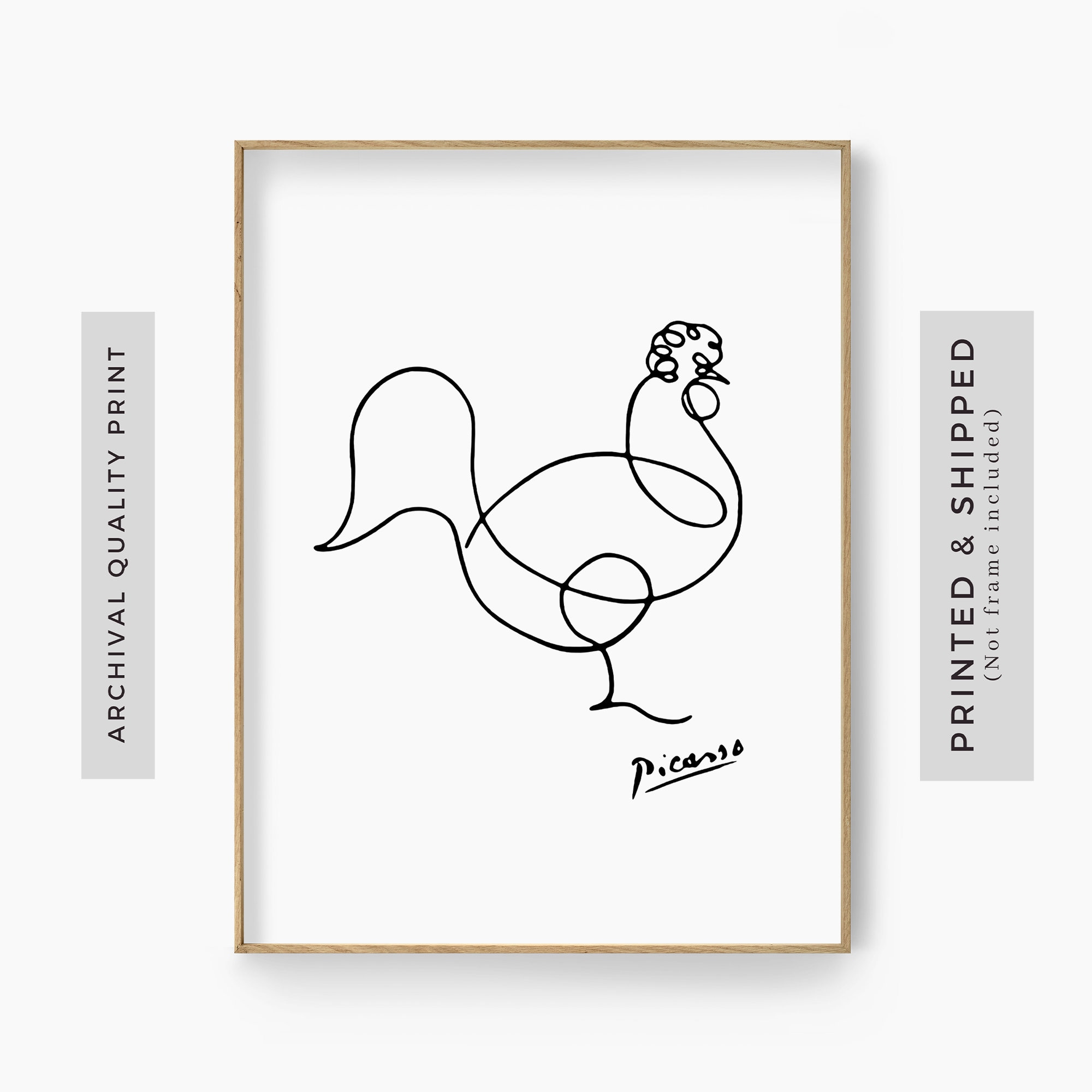 Pablo Picasso Rooster Line Art Print Picasso Chicken Line | Etsy