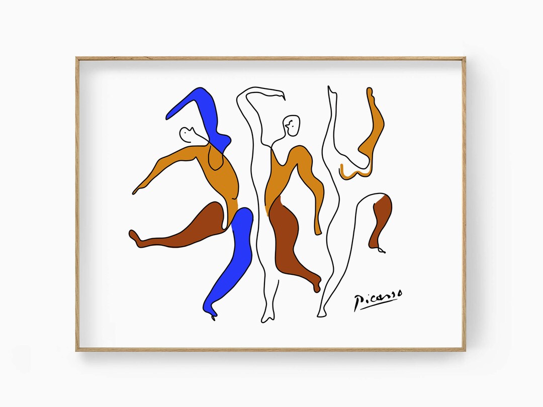 Picasso Dancer Art Print, Colorful Picasso Line Drawing, Picasso ...