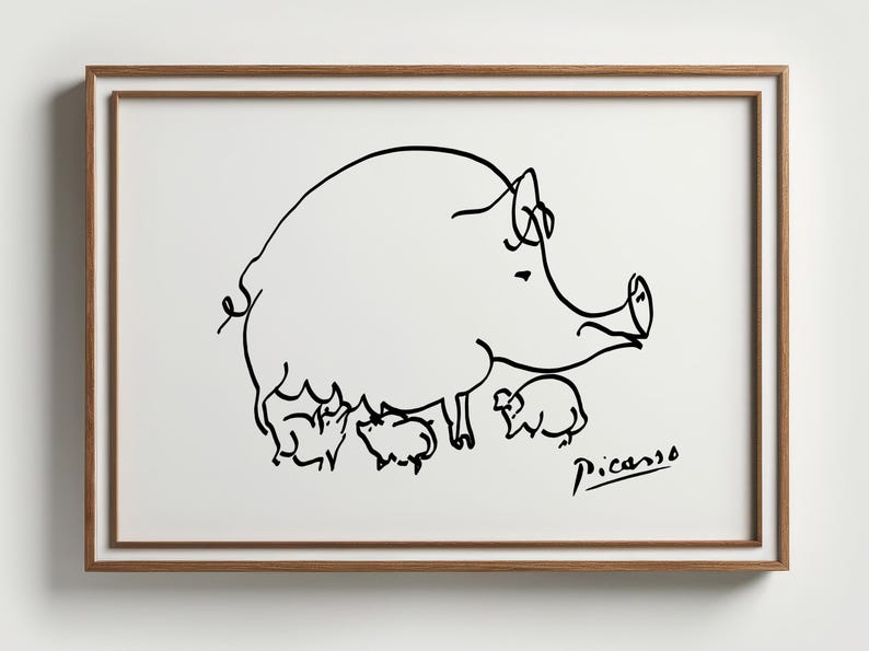Picasso Pig & Piglets Print: Minimalist Nursery Wall Art - Etsy