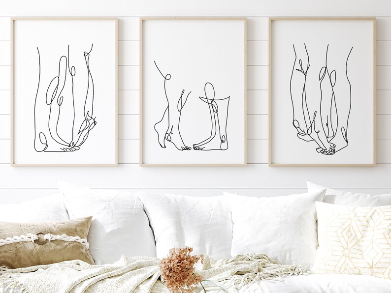 Couple Feet Line Art Romantic Couple Feet Print Bedroom Wall - Etsy