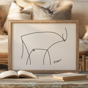 Picasso Bull Line Art Print: Minimalist Animal Sketch (digital Download ...