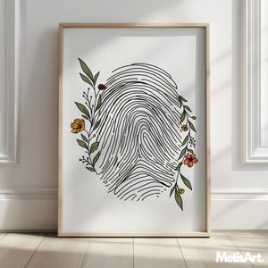Flower Fingerprint Poster, DNA Fingerprint Art, CSI Office Wall Art ...