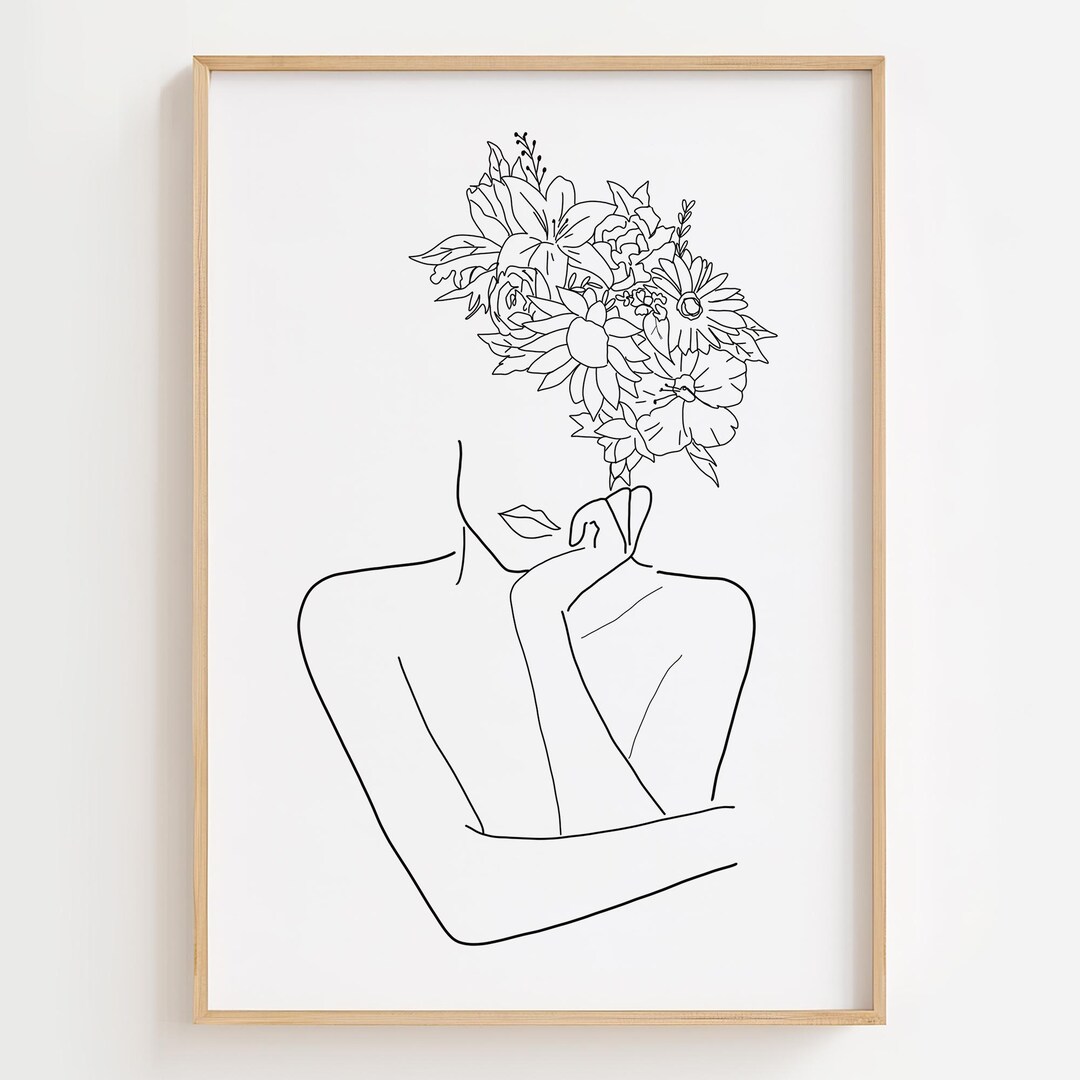 Minimalist Woman Face Line Art Print,female Face Line Draw Poster ...