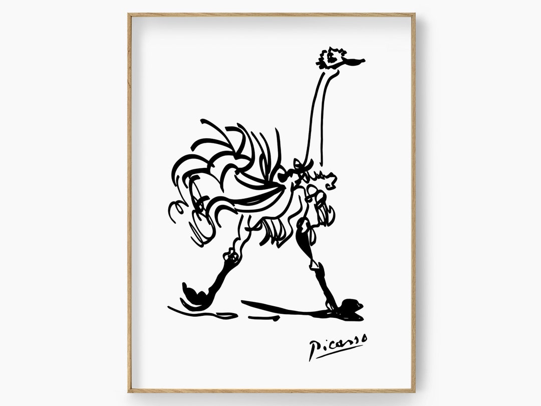 Picasso Ostrich Line Drawing Animal Sketch Picasso Nursery - Etsy Singapore