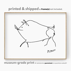 Picasso Pig Line Art Print, Pig Line Drawing, Picasso Animal Poster ...