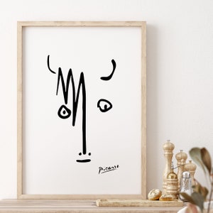 Picasso Bull Line Art Print, Pablo Picasso Animal Poster, Picasso ...
