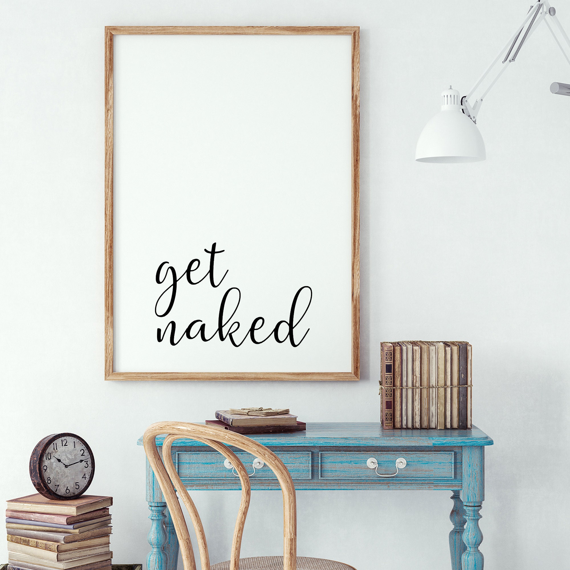 Get Naked Art Print Bathroom Wall Art Funny Bathroom Print Etsy