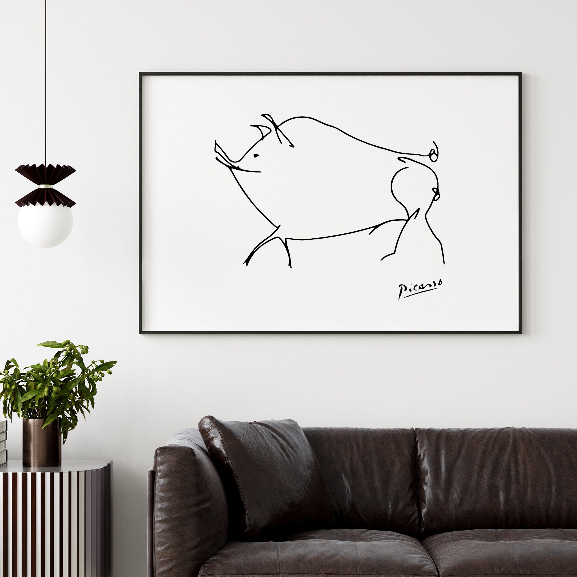 Picasso Pig Line Art Print Pig Line Drawing Picasso Animal | Etsy
