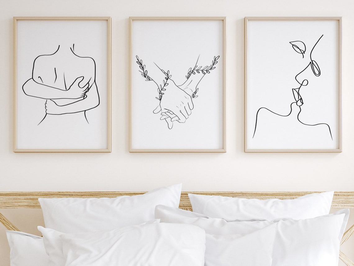 Couple Love Line Art Print Set Romantic Gallery Wall Art - Etsy