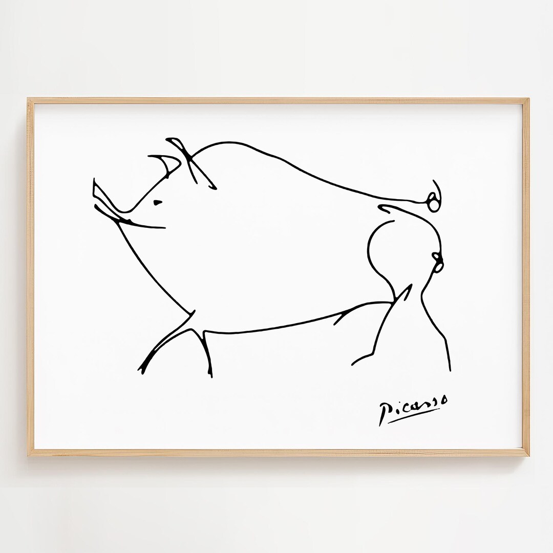 Picasso Pig Line Art Print: Minimalist Farmhouse Nursery Decor (digital ...