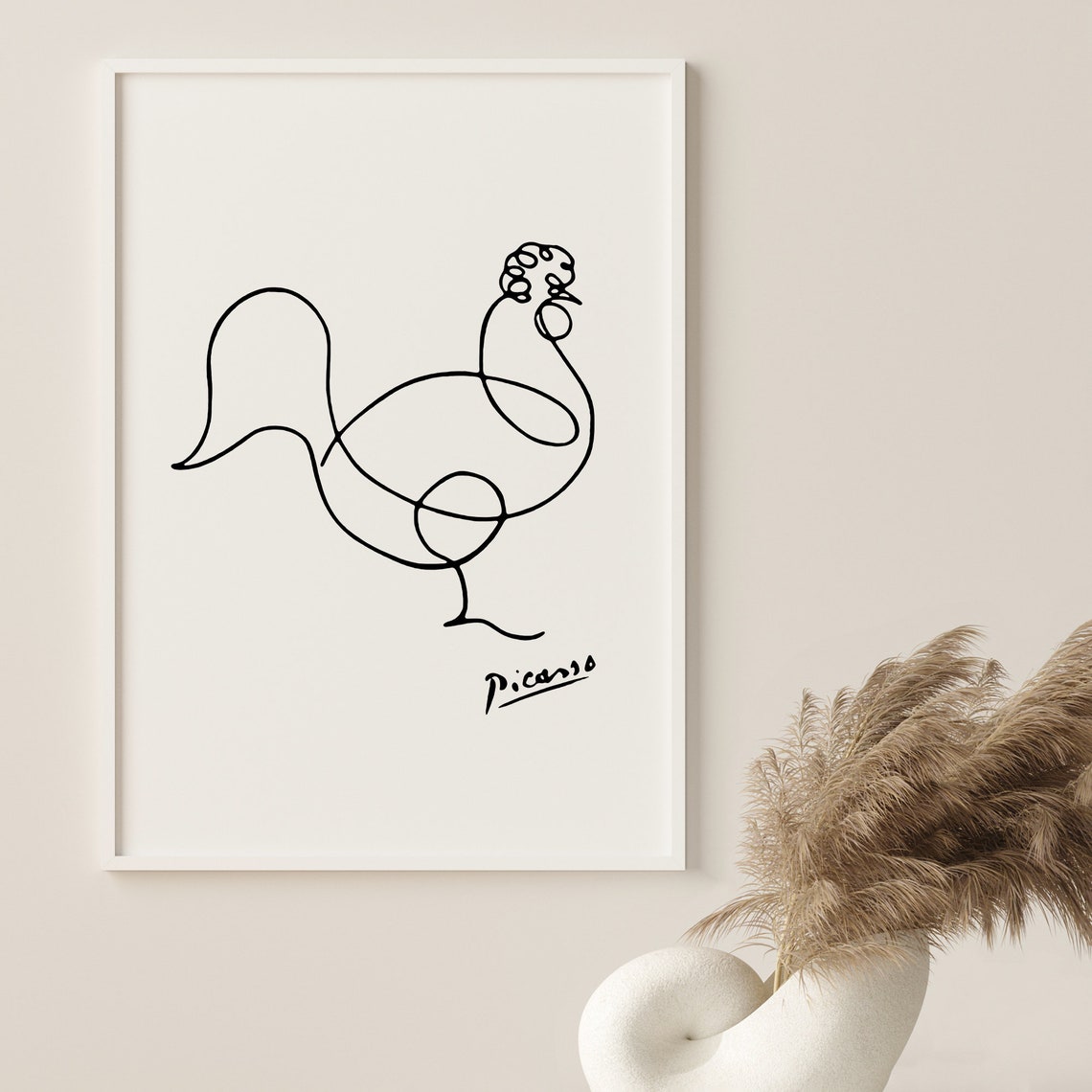 Pablo Picasso Rooster Line Art Print Picasso Chicken Line | Etsy