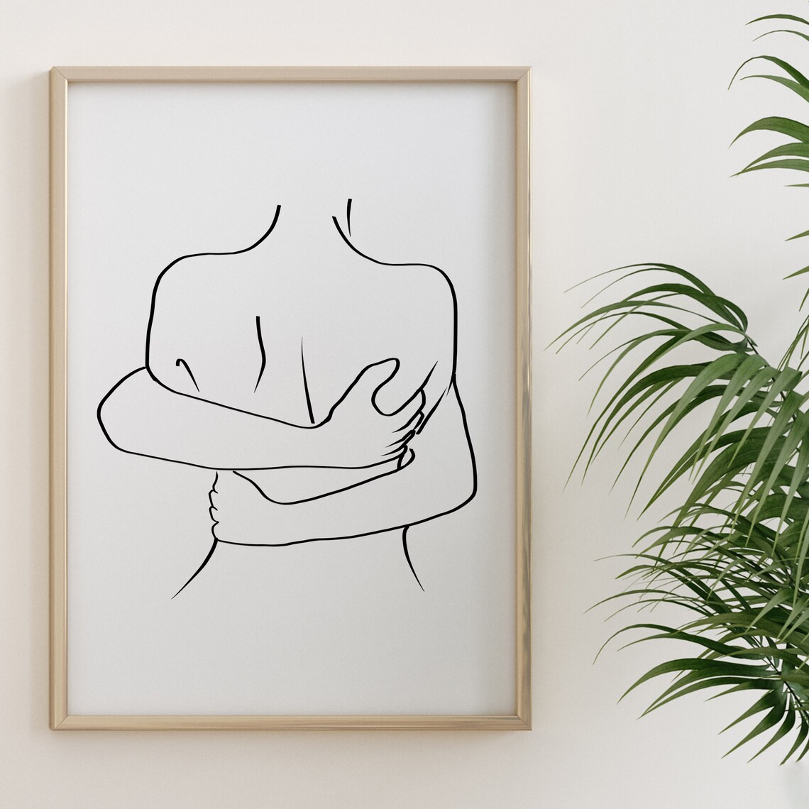 Hugging Couple Line Art Print Minimalist Female Line Drawing | Etsy