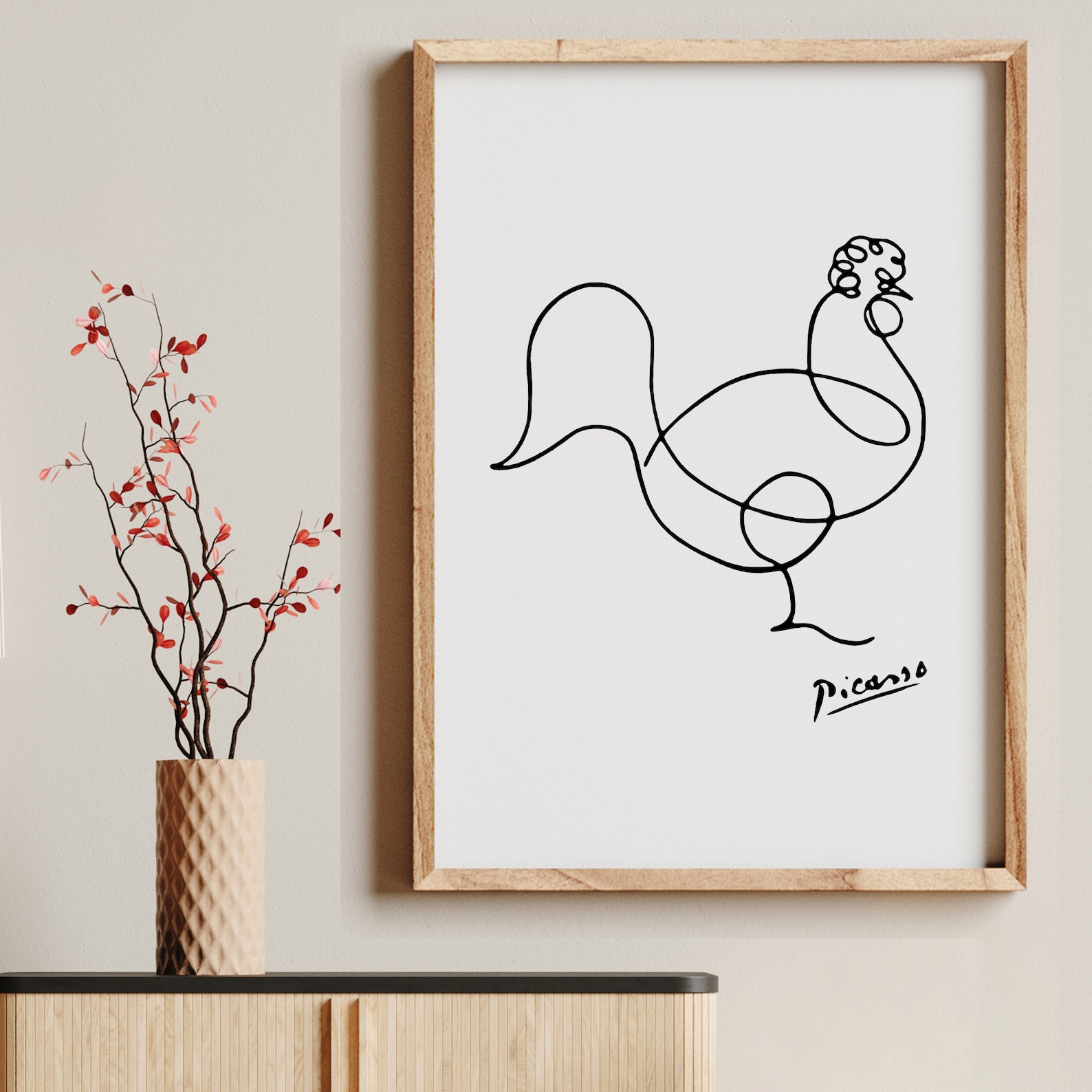 Pablo Picasso Rooster Line Art Print Picasso Chicken Line - Etsy
