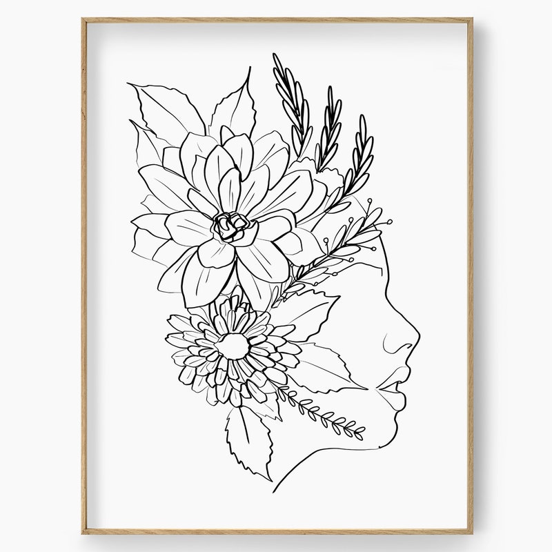 Flower Line Drawing - Etsy